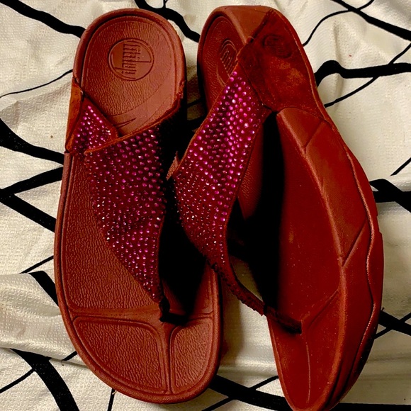 Fitflop | Shoes | Fitflop Suede Sparkling Crystal Slides | Poshmark